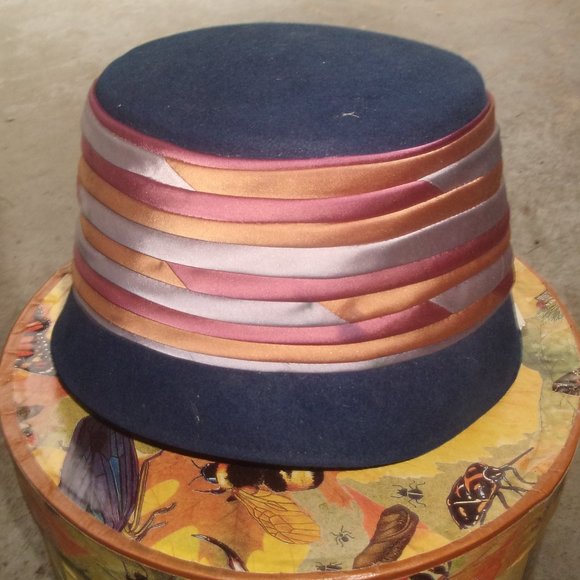 Amy | Accessories | Vintage Ladies Hat Amy New York Blue Felt High Top ...